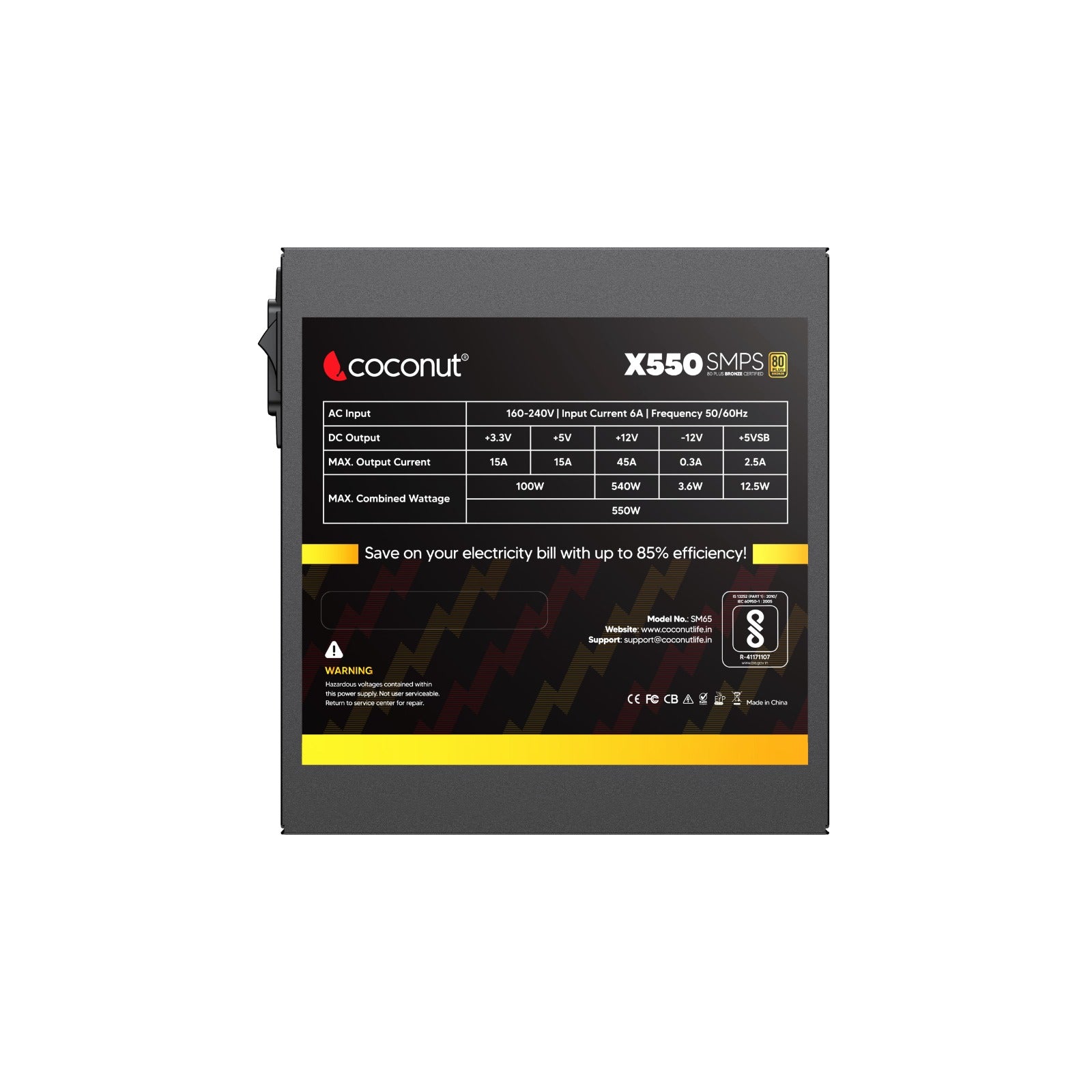 X550 550W 80 Plus Bronze SMPS Power Supply