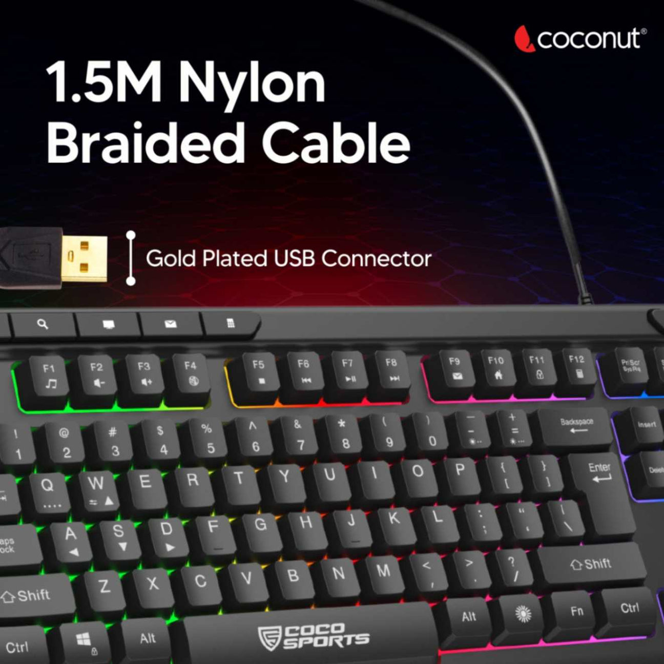 Buy Coconut Fury Gaming Keyboard Mouse Combo, Rainbow Backlighting, 19 ...