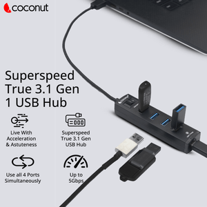 UH14 Jupiter 4 Port USB Hub + Type C Charger